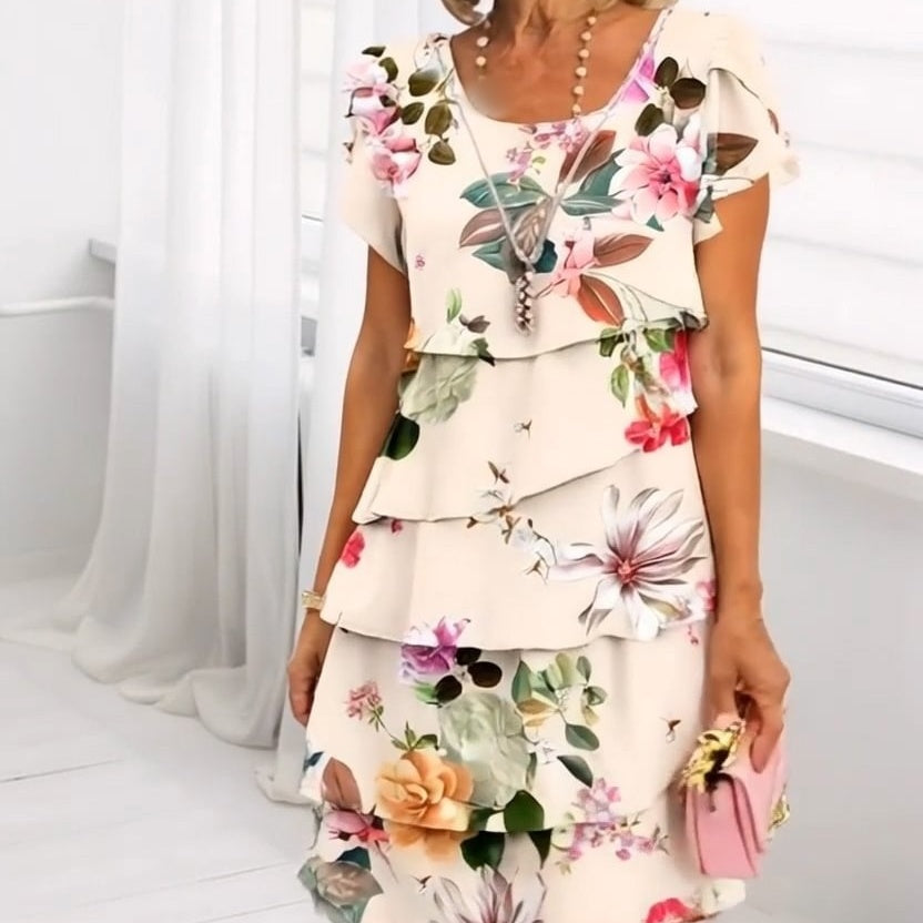 Robe en cascade à imprimé floral multi-végétal – Atelier Imany